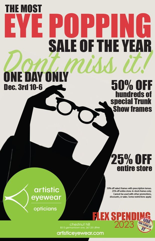Storewide SALE and Trunk Show! In Doylestown at Artistic Eyewear ...