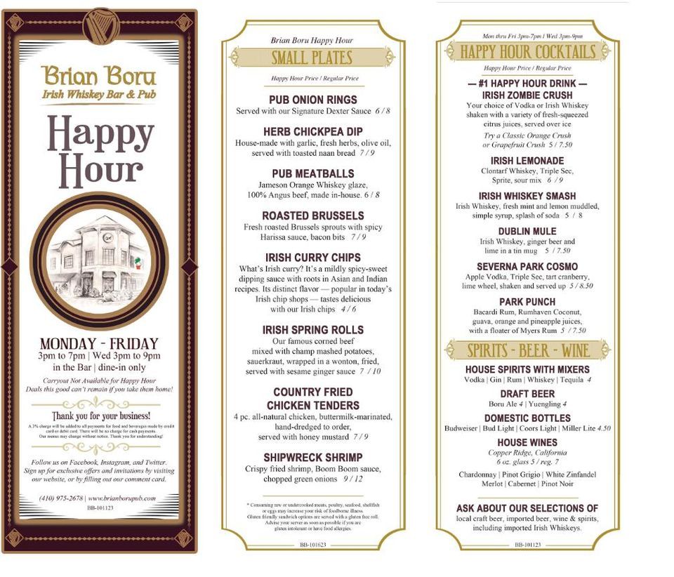 Happy Hour at Brian Boru - Tuesdays - 3-7pm, Brian Boru Irish Pub and ...