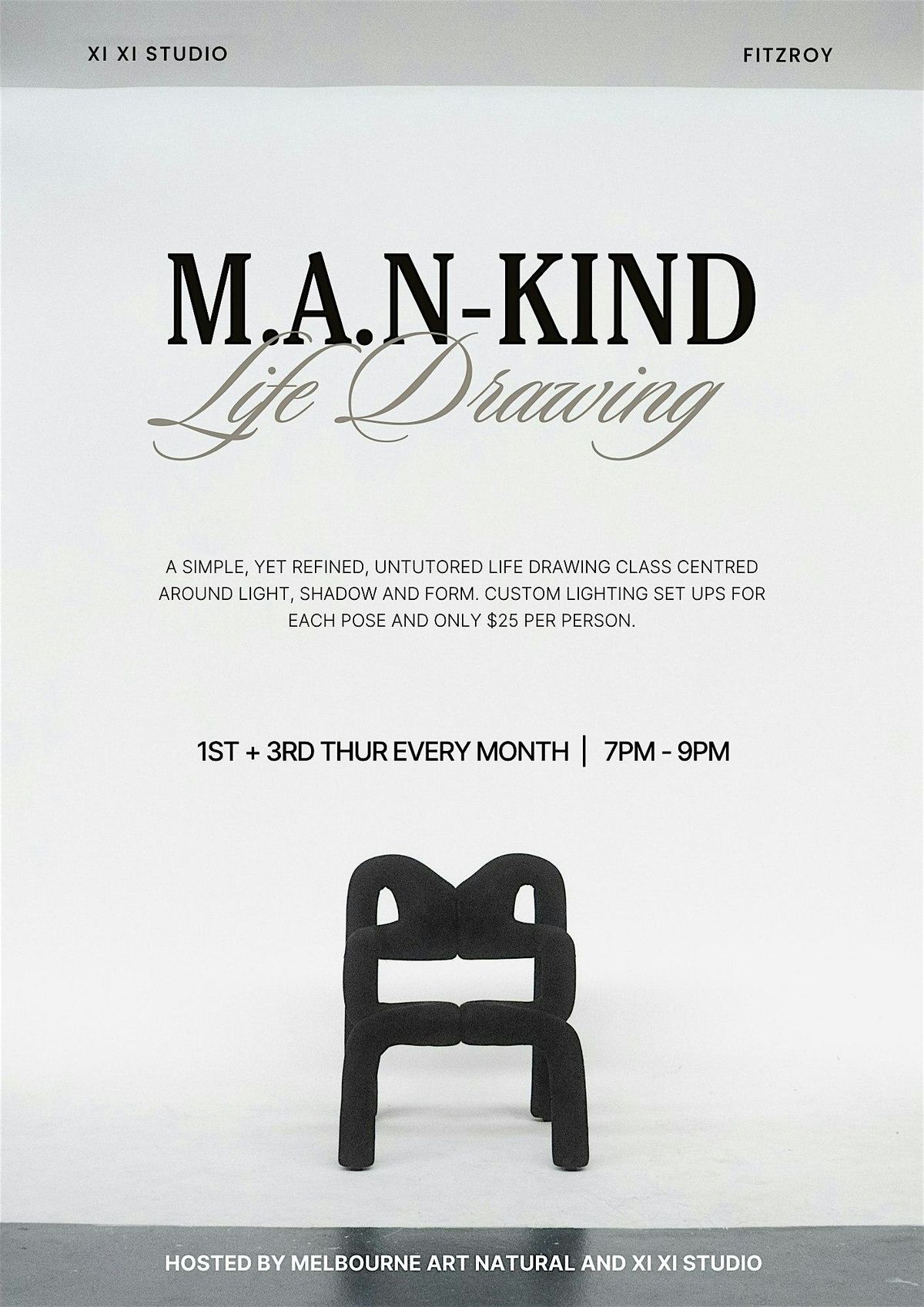 M.A.N-Kind Life Drawing, XI XI Studio, Fitzroy, 21 May 2026 | AllEvents