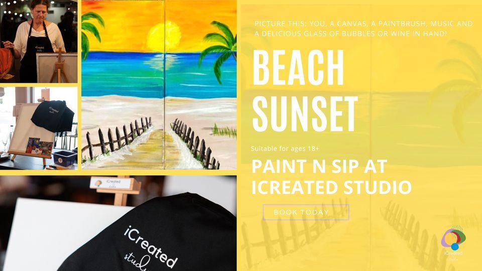 Studio - Paint n Sip - Beach Sunset, ICreated Studio, Perth, 5 March ...