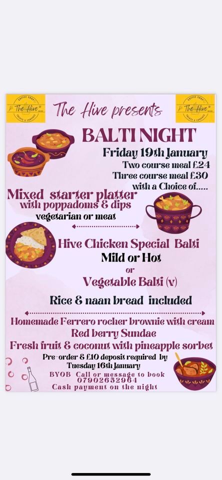 Balti night , The Hive Garlieston, Newton Stewart, 19 January 2024 ...