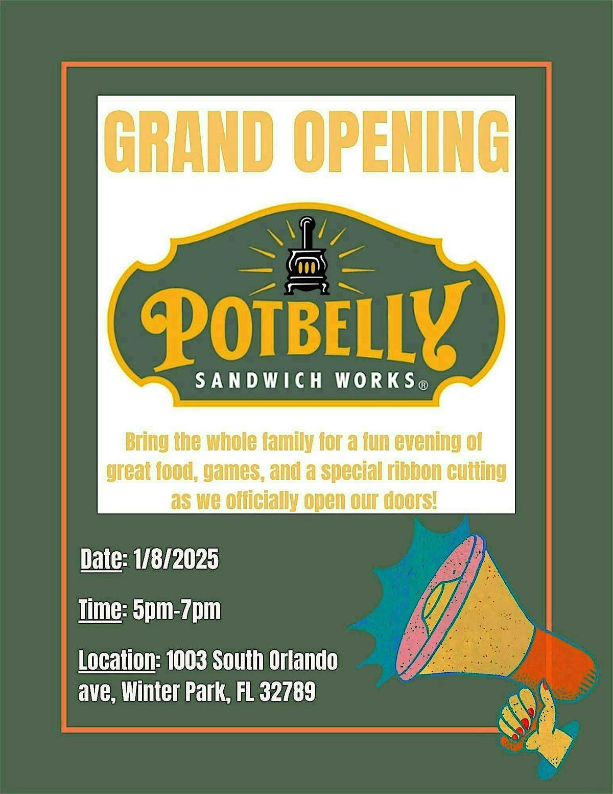 POTBELLY GRAND OPENING, 1003 Orlando Ave, Winter Park, 8 January 2026 ...