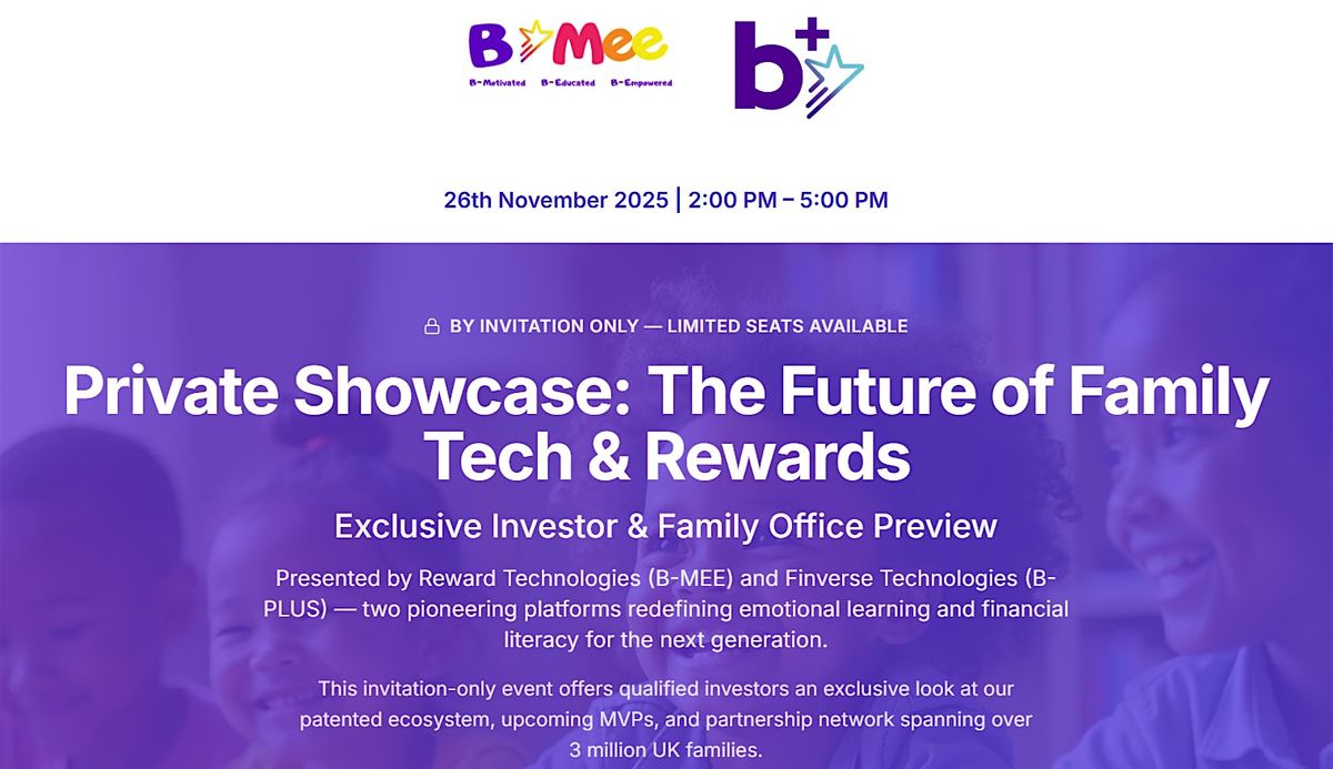 B-Mee & B+ Investor Showcase: The Future of Family Finance & Life ...