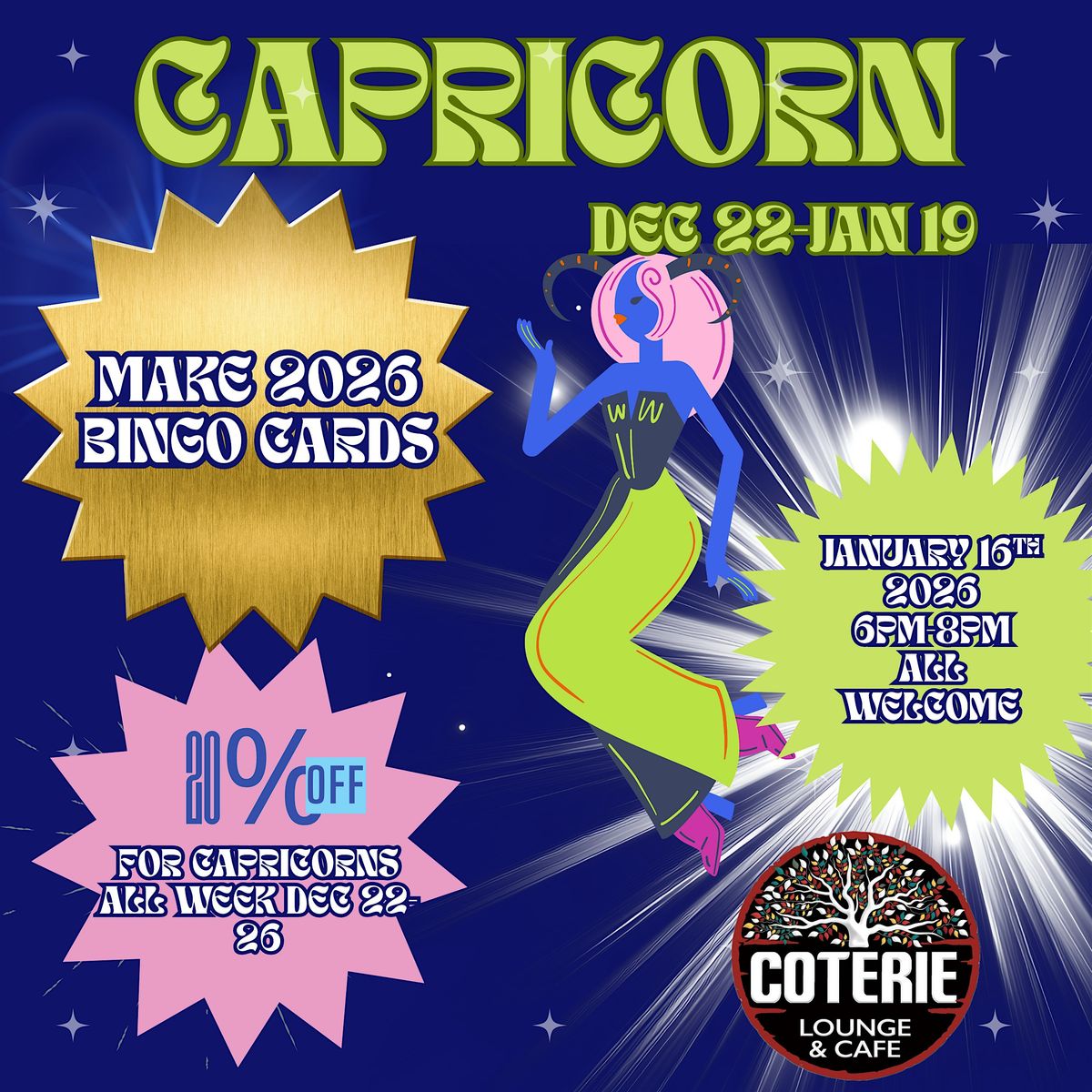 Capricorn 2026 Bingo Cards, 8870 Cincinnati Dayton Rd, Olde West ...