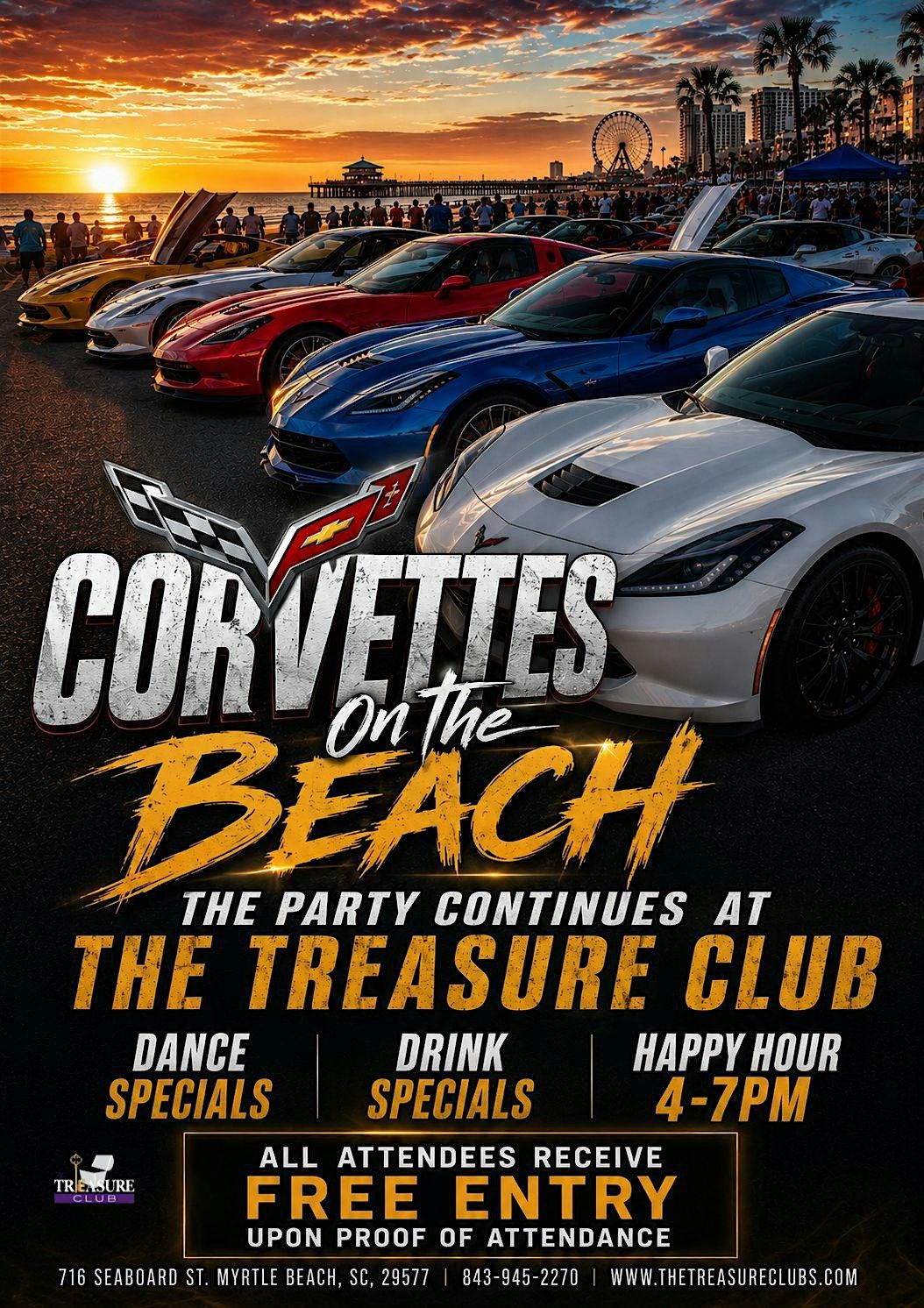 Corvettes on The Beach Car Show After Party at The Treasure Club, 716 ...