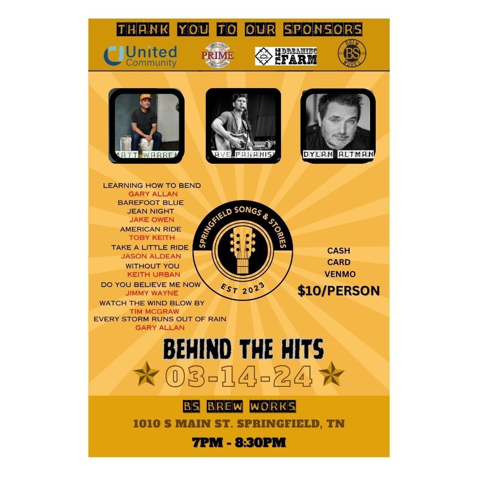 Springfield Songs & Stories - Behind The Hits, BS Brew Works ...