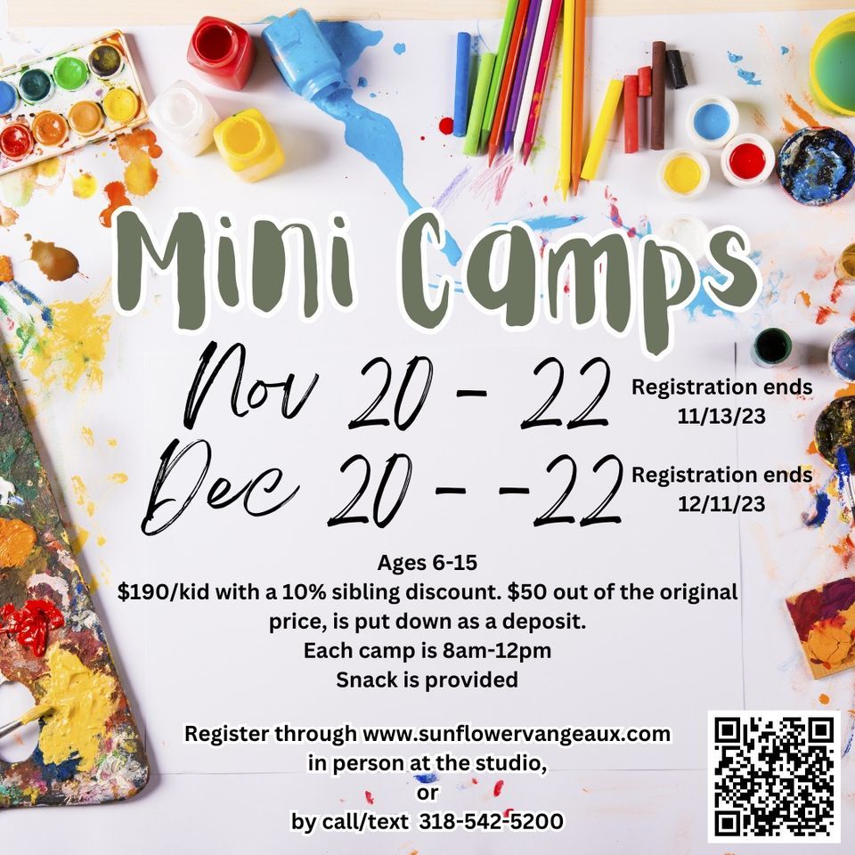 Mini Art Camp, Sunflower Van Geaux Art Studio, Alexandria, December 20 ...