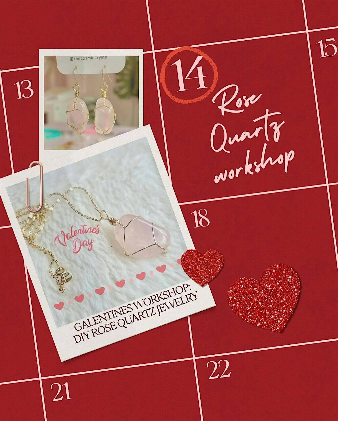 Rose Quartz Jewelry Workshop: Galentines Day!, THE COSMIC CRYSTAL ...