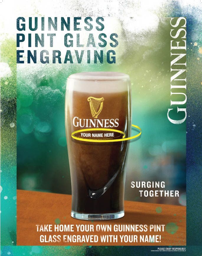 Guinness glass engraving , 8625 Townley Rd, Huntersville, NC, 17 March ...