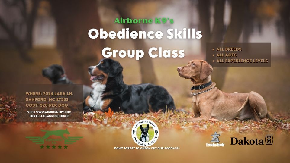Obedience Skills Group Class, Airborne K9, Vass, 7 December 2023 ...