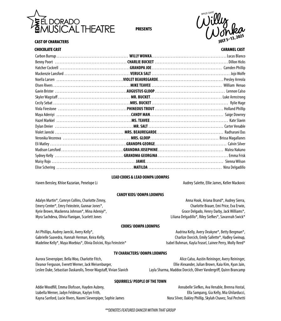 El Dorado Musical Theatr: Roald Dahls Willy Wonka, Stage One at Harris ...