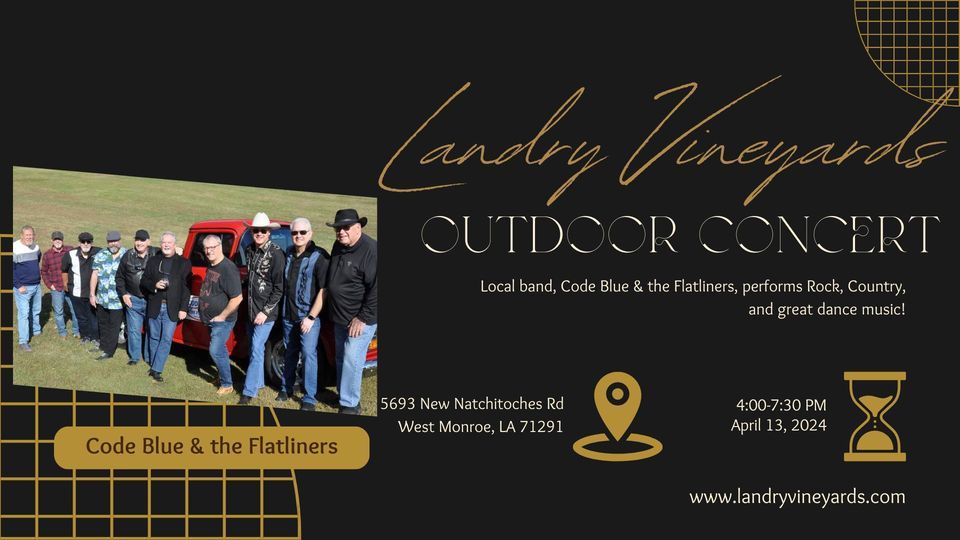 CONCERT - CODE BLUE & THE FLATLINERS, Landry Vineyards, Calhoun, April ...