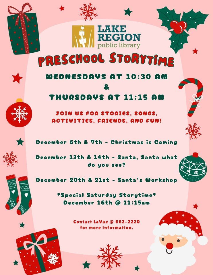 December Storytime, Lake Region Public Library, Devils Lake, 6 December ...