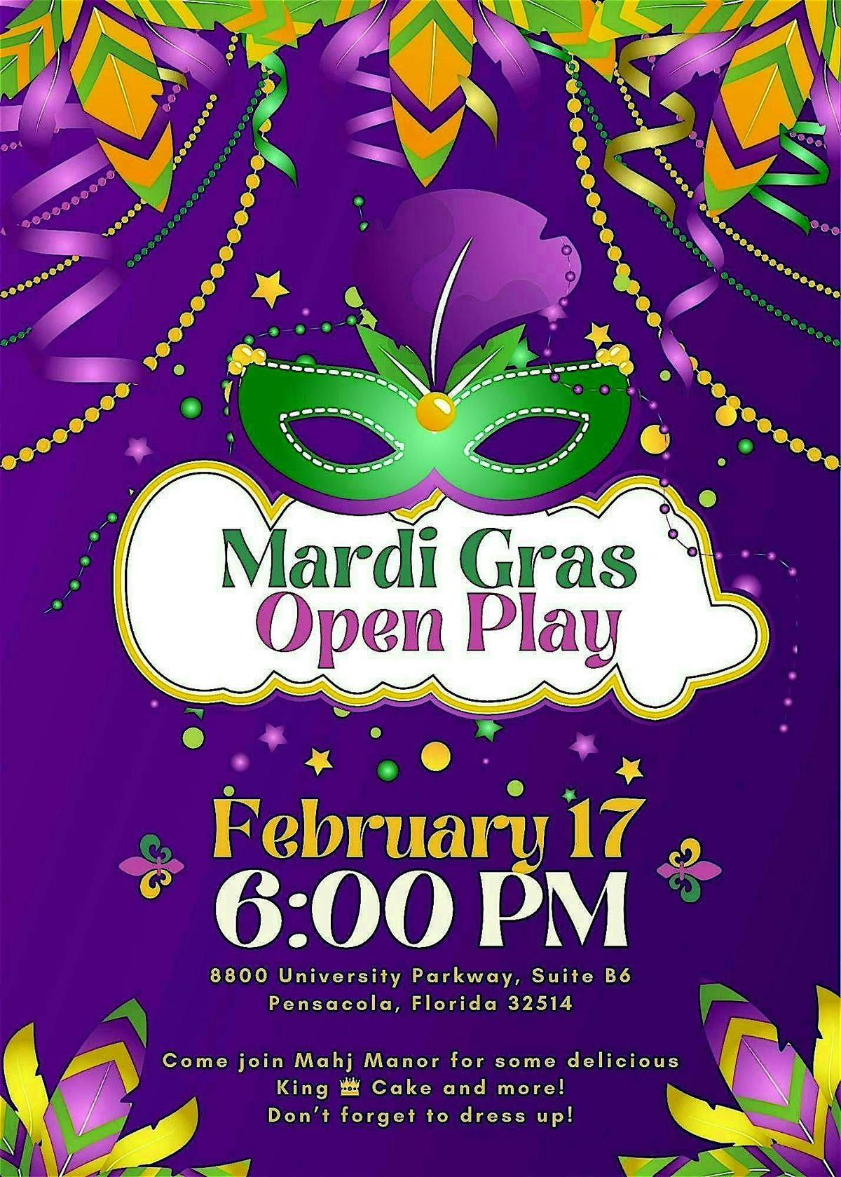 Mardi Gras Mahjong Open Play at Mahj Manor, 8800 University Pkwy suite ...