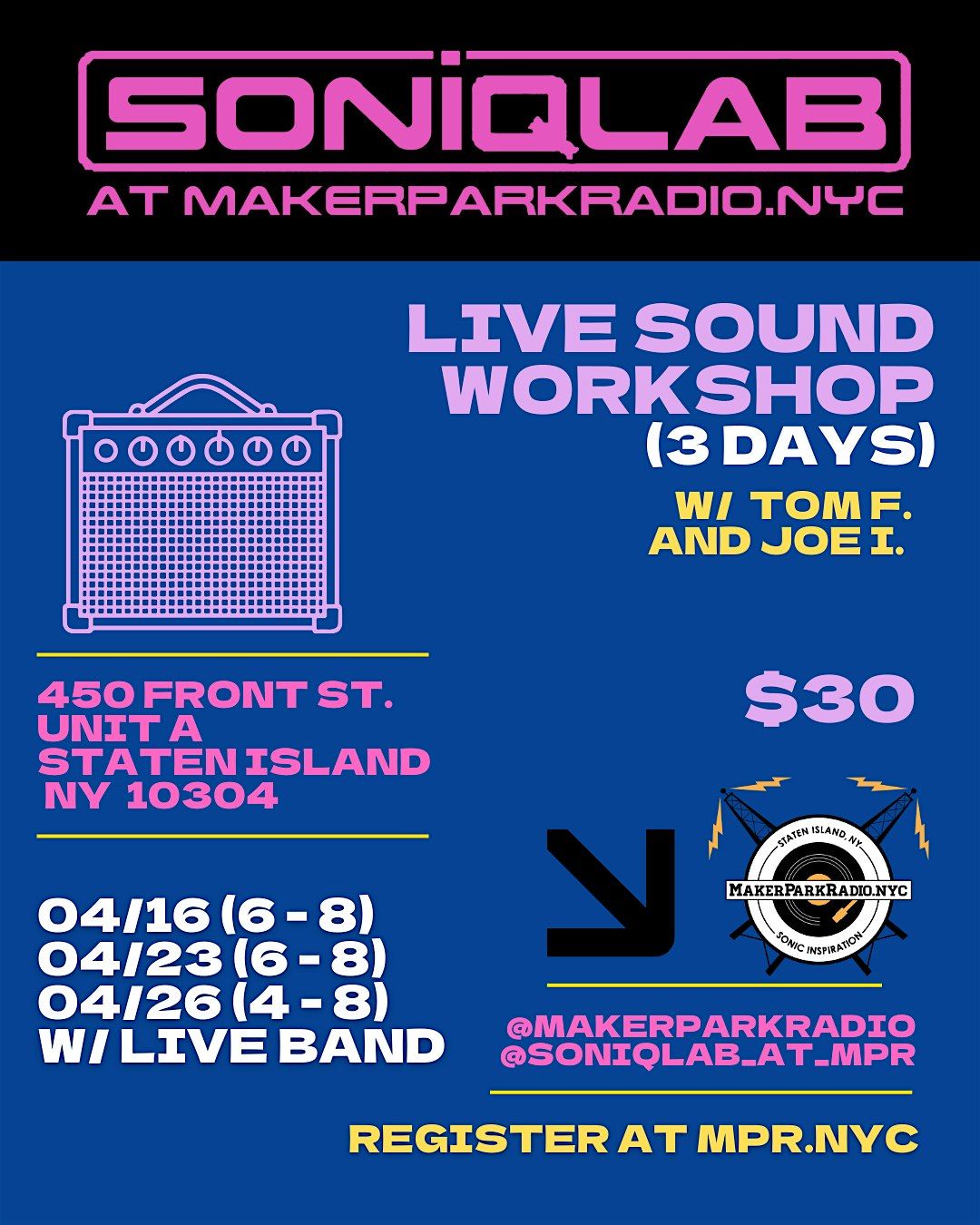 LIVE SOUND WORKSHOP (3 DATES!), Maker Space NYC & Maker Park Radio ...