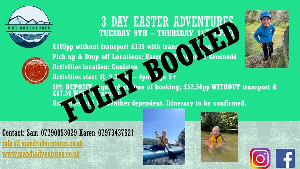 3 Days of Easter Adventures. Itinerary to be confirmed, Coniston Water ...