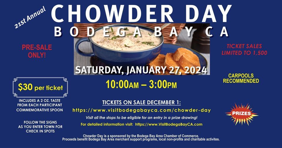 Bodega Bay Chowder Day, Bodega Bay, CA, 27 January 2024 | AllEvents