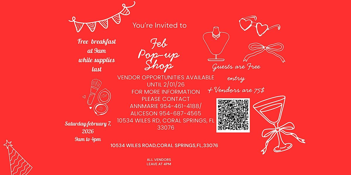 February Pop-up Shop, 10534 Wiles Rd, Coral Springs, 7 February 2026 ...