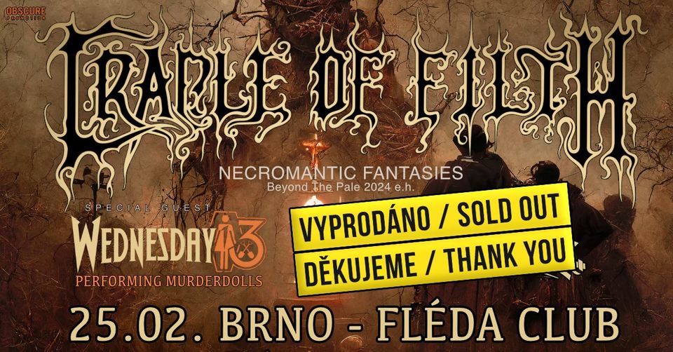 CRADLE OF FILTH, WEDNESDAY 13, SICK N BEAUTIFUL, DRIFT - Brno ...