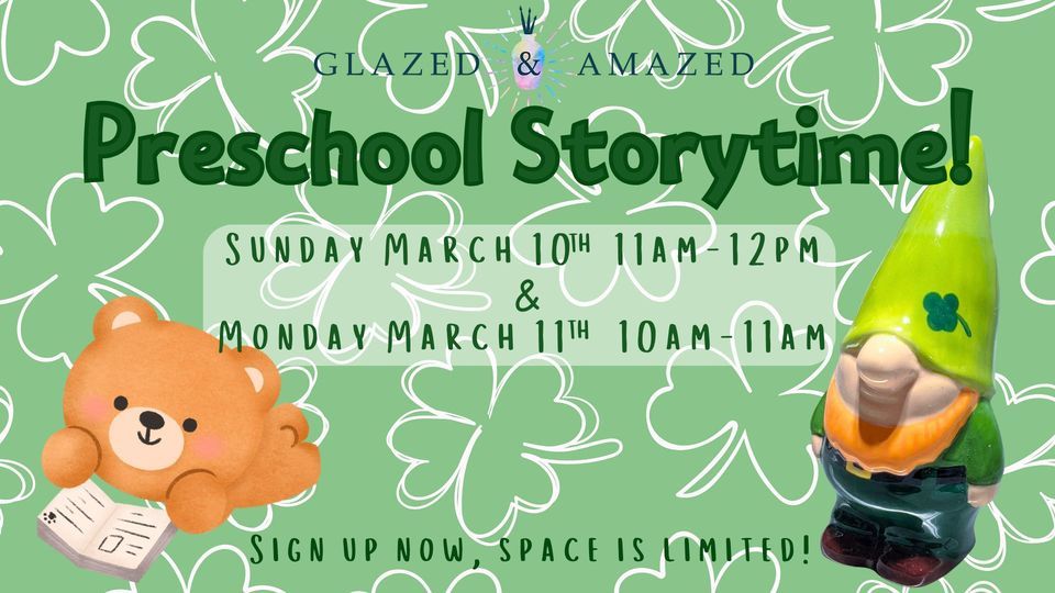 Preschool Storytime! March 2024, Glazed & Amazed, Edmonds, 10 March to ...