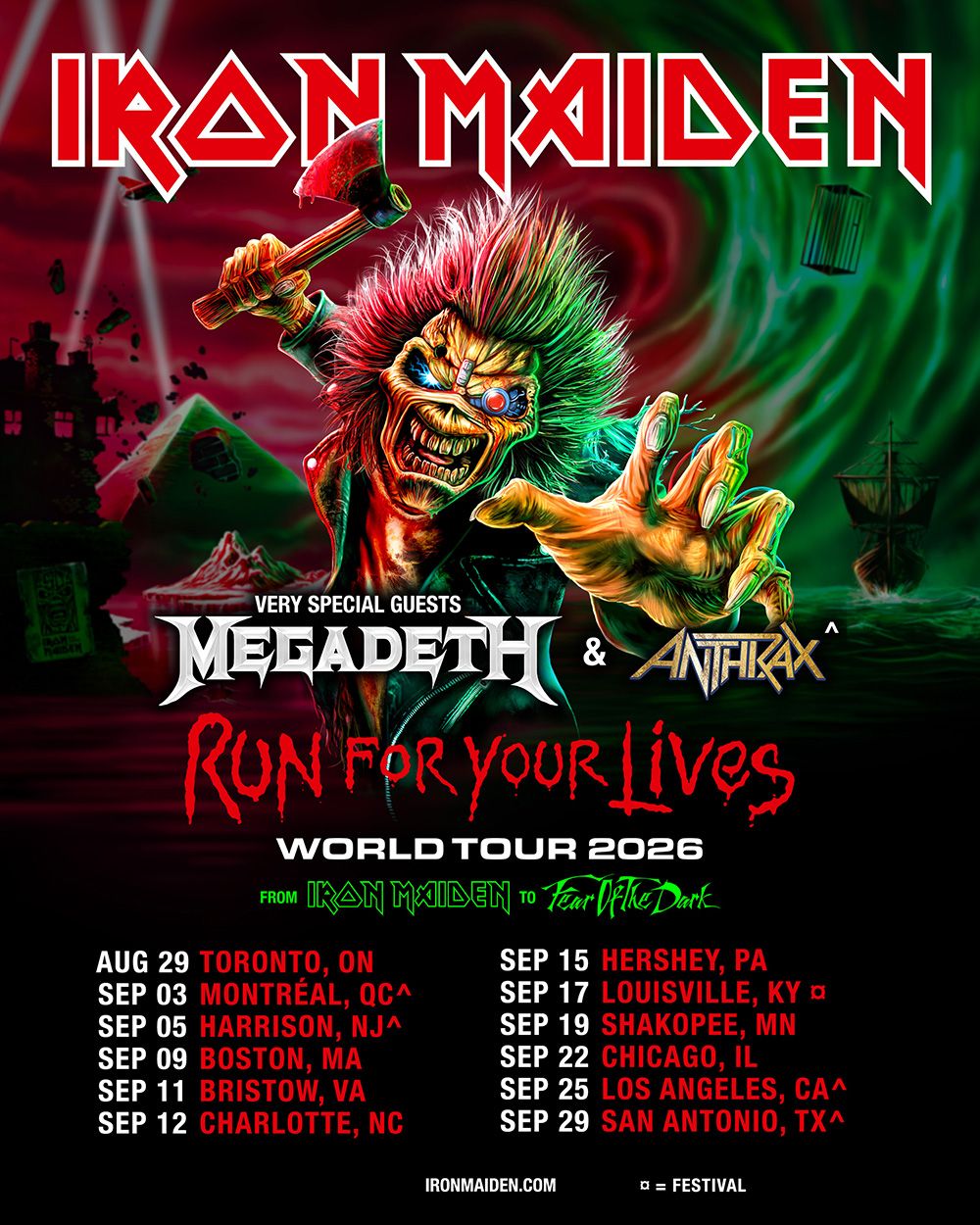 Iron Maiden & Megadeth, PNC Music Pavilion - Charlotte, 11 September ...