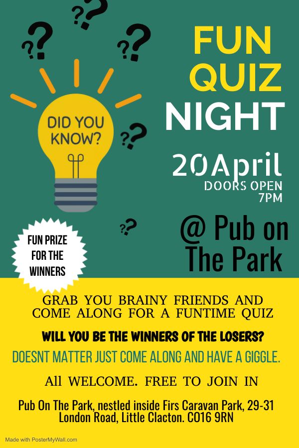 Fun Quiz Night , Pub on the Park, Clacton-on-sea, April 20 2024 ...