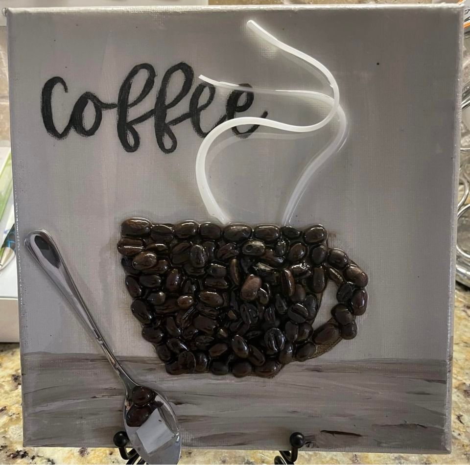 Resin Glass Art on Canvas-Just Love Coffee-Brandon, Fl, Just Love ...