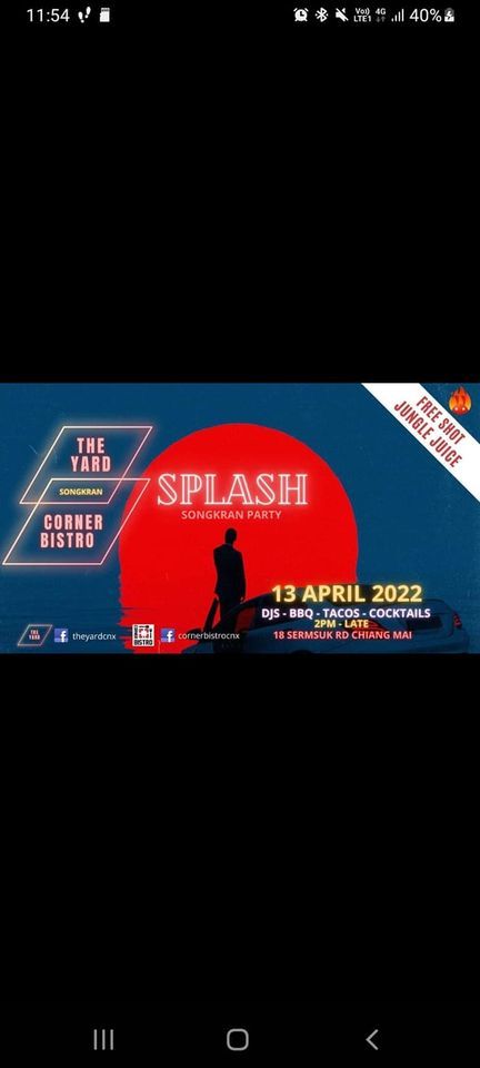Splash Songkran Block Party @ Corner Bistro & The Yard, Corner Bistro ...