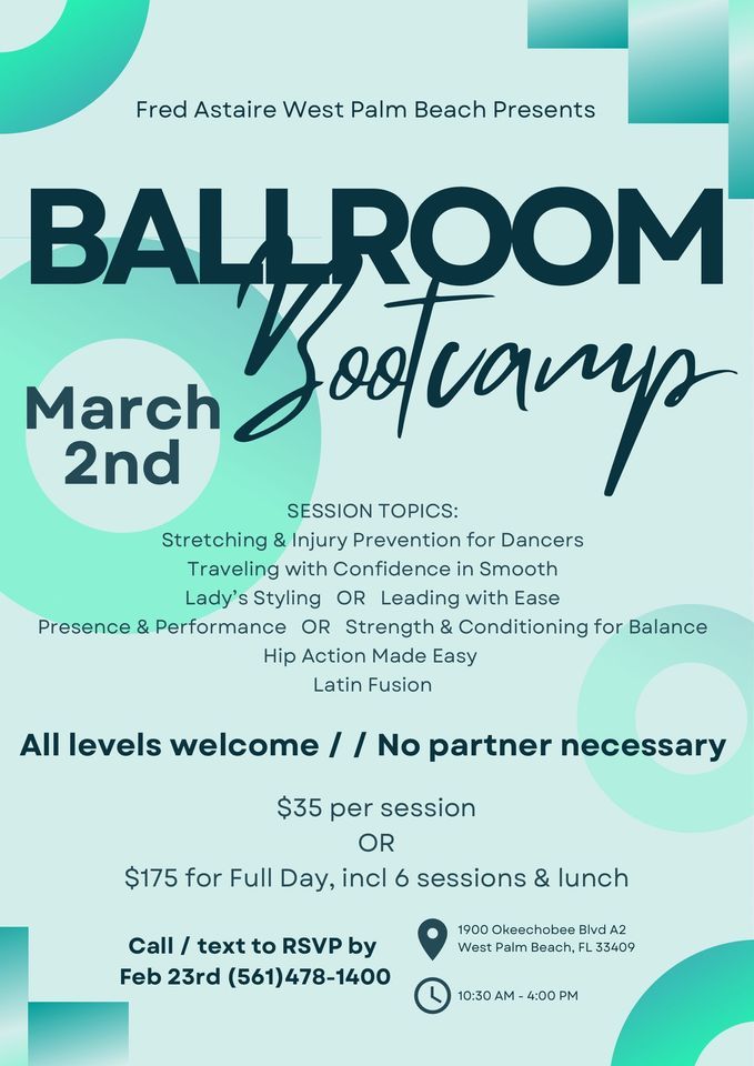 Ballroom Bootcamp, 1900 Okeechobee Blvd, Suite A2 West Palm Beach, FL ... Ballroom Bootcamp, 1900 Okeechobee Blvd, Suite A2 West Palm Beach, FL ...