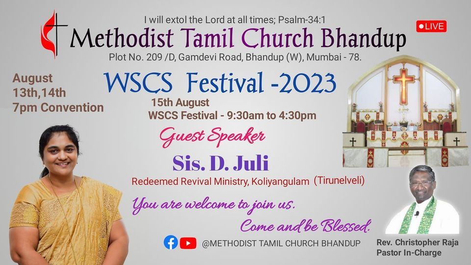 WSCS Festival 2023, Methodist Tamil Church ,Bhandup, Mumbai, 13 August ...