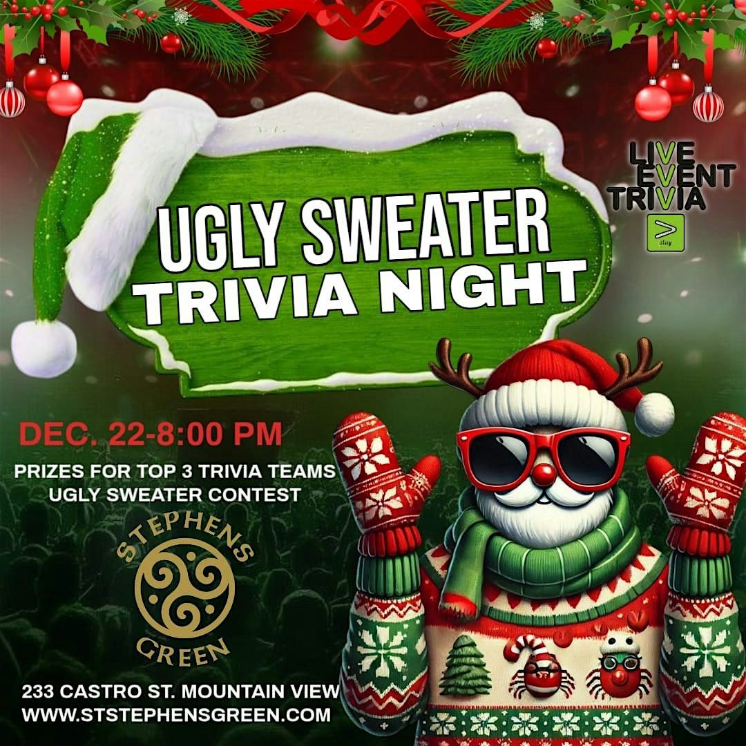 Ugly Christmas Sweater Trivia. Food , drinks and great prizes, St ...