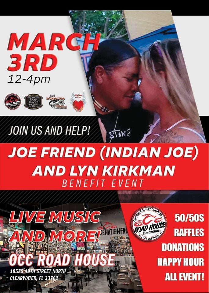 Indian Joe & Lyn Kirkman Charity Benefit, OCC Road House, Pinellas Park, 3 March 2024 | AllEvents