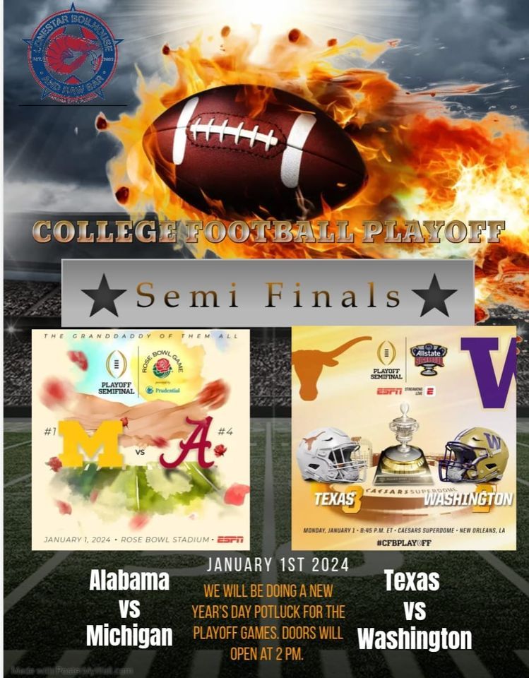 College Football Playoff Potluck Party , Lone Star Boil House & Sports ...