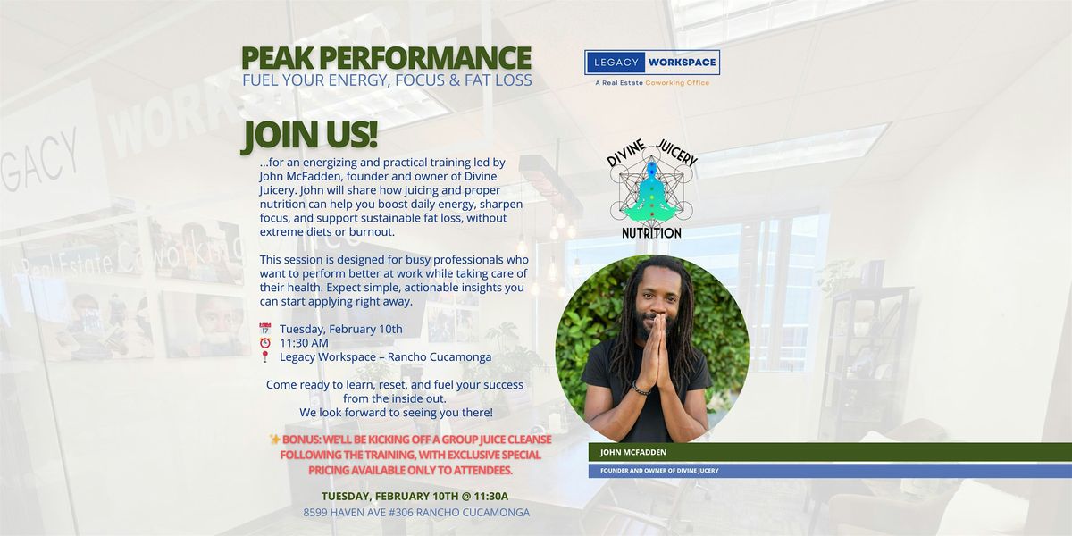 Peak Performance : Fuel Your energy, focus & Fat los, 8599 Haven Ave ...