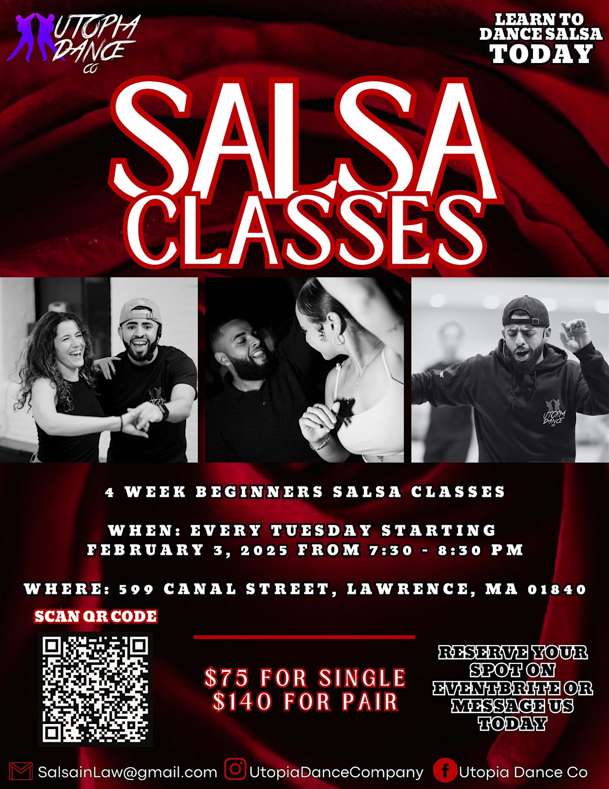 SALSA DANCE CLASSES (4 WEEKS), Utopia Dance Company, Lawrence, 3 ...