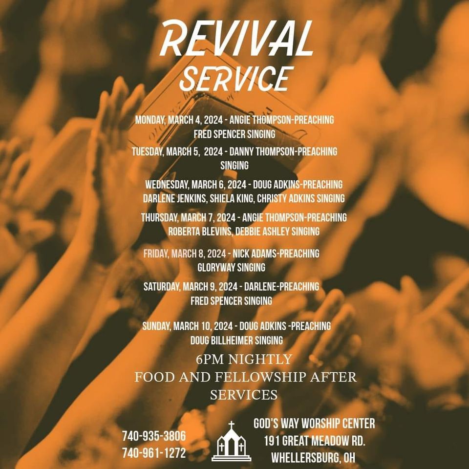 Sing in revival at Gods Way Church, 191 Great Meadow Road Wheelersburg ...