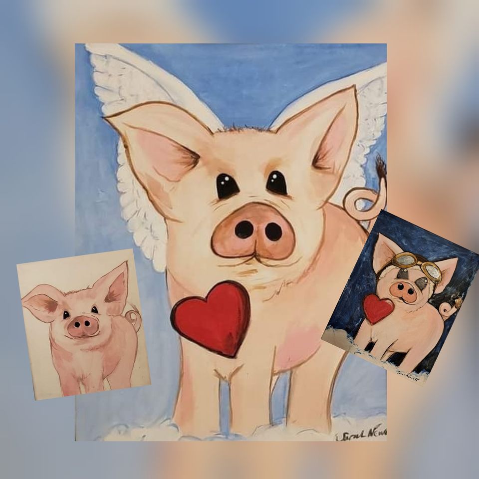 When Pigs Fly, Paint-N-Sip!, Lazy River Taphouse, West Richland, 21 ...