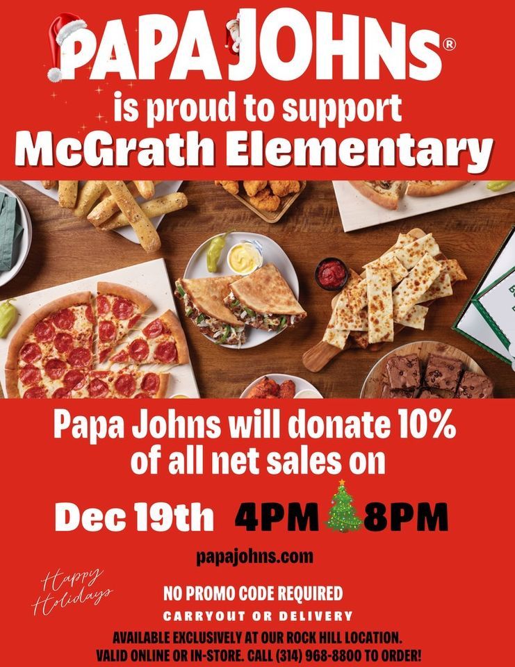 Papa John’s Dining Fundraiser, Papa John's Pizza (9800D MANCHESTER RD ...