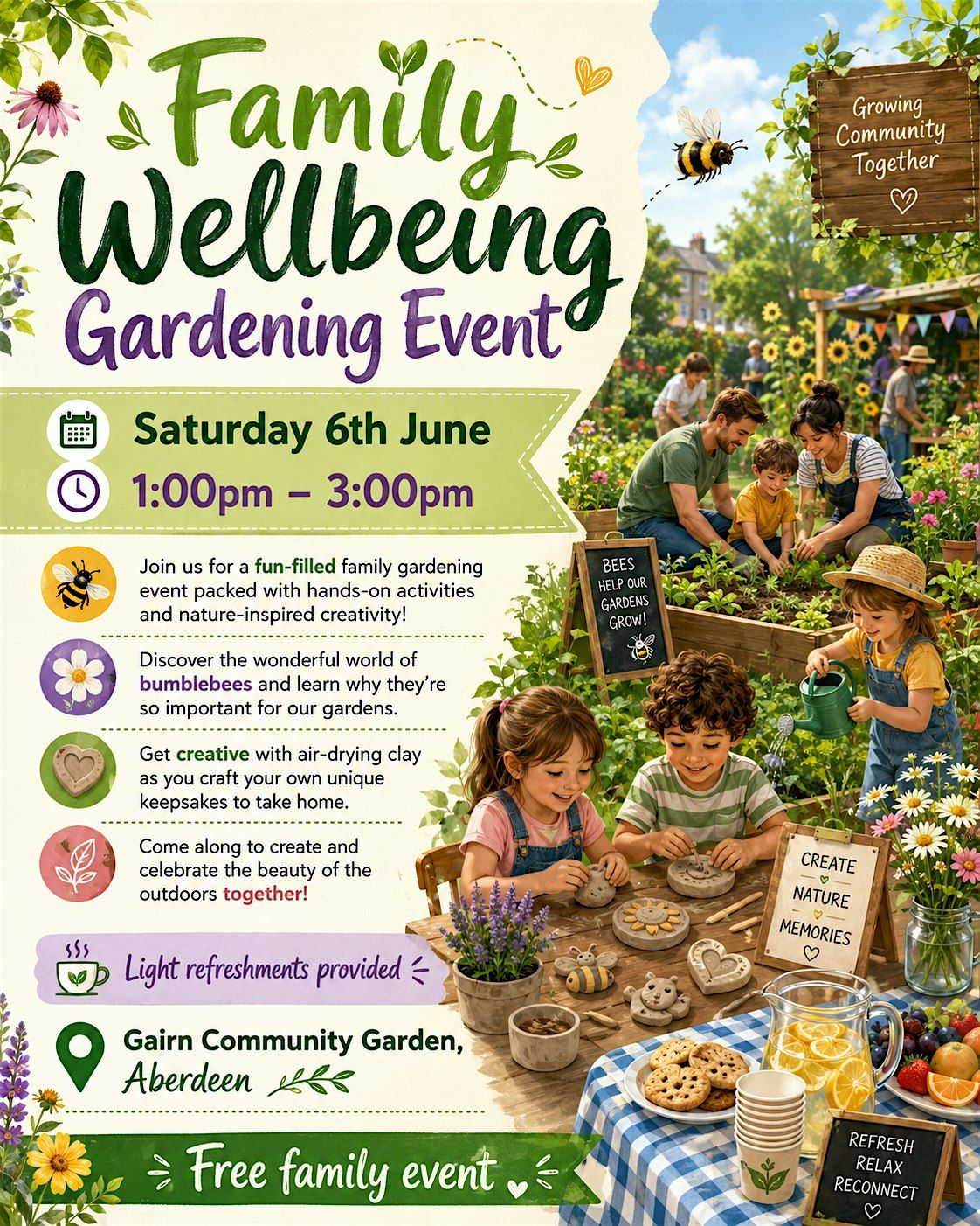 Family Wellbeing Gardening Event: Bumblebees, Clay Crafts & Outdoor Fun ...
