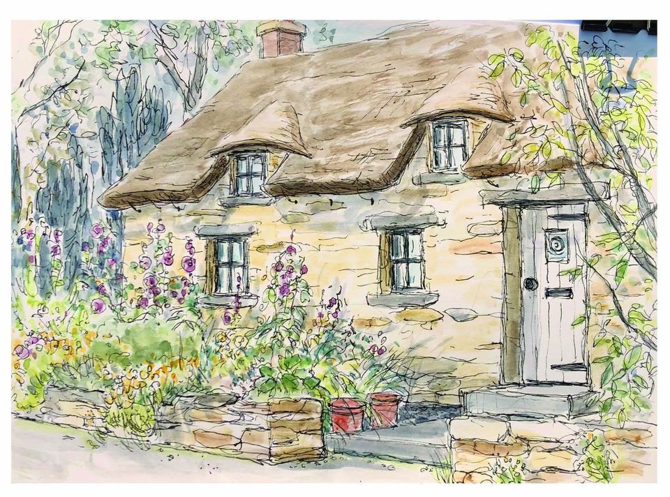 Carl March Pen & Wash Country Cottage Workshop, PSW Paper & Print Ltd ...