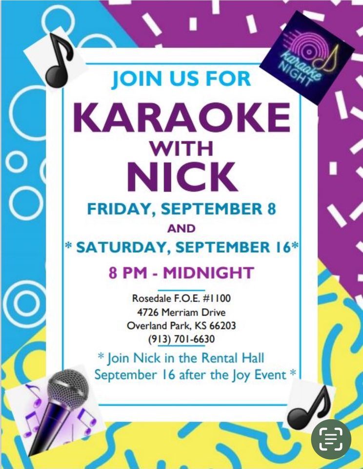 Karaoke with Nick / Joy Event , Rosedale Eagles #1100, Overland Park ...