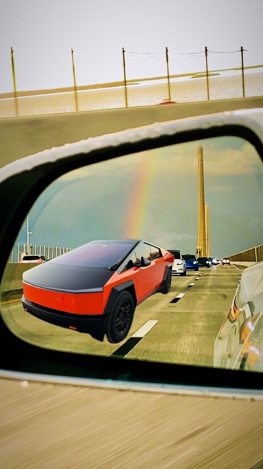 CYBERTRUCK Sunshine Skyway Bridge TESLA PARADE, I-275, Terra Ceia, FL ...