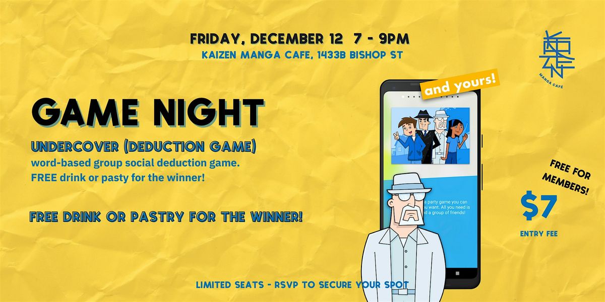 Game Night: Undercover (deduction game), Kaizen Manga Café, Montréal ...