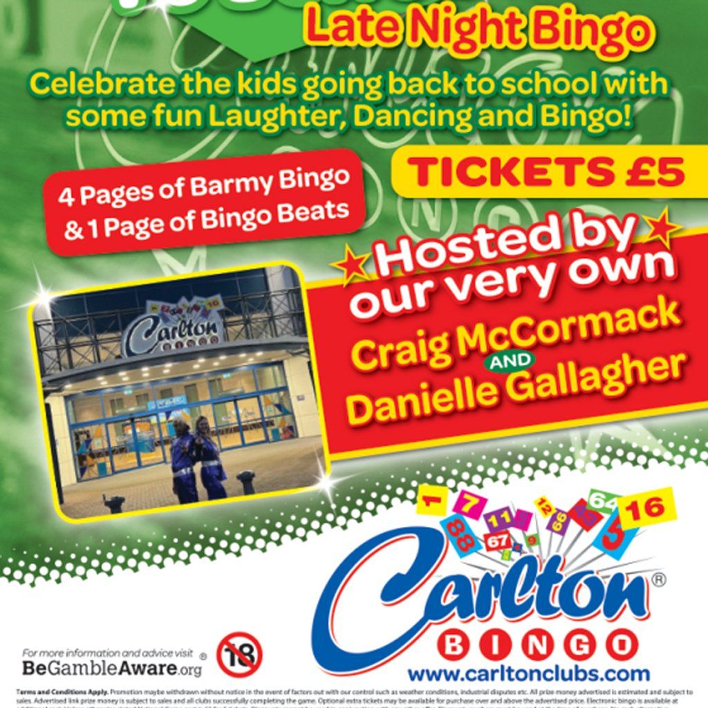 Bingo Beats Late Night Back To School Bingo, Carlton Bingo, Dunfermline ...