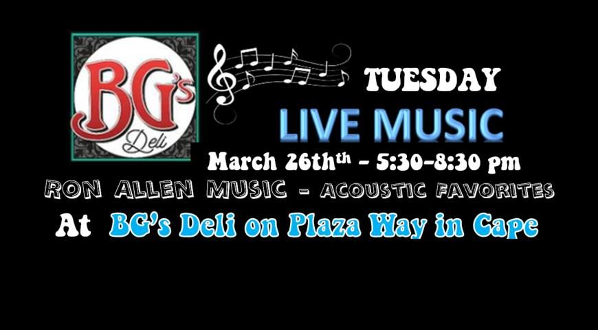 A Tuesday evening of Live Acoustic at BGs Deli in Cape Girardeau with ...