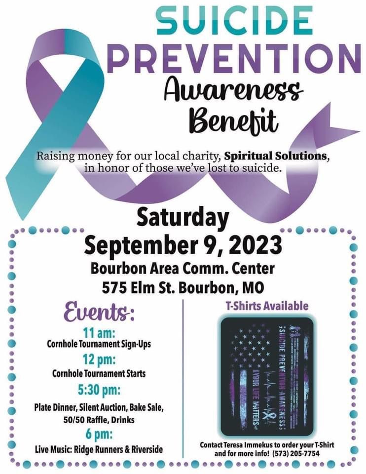 Suicide Awareness Cornhole Tournament 50% payout, Bourbon Community ...