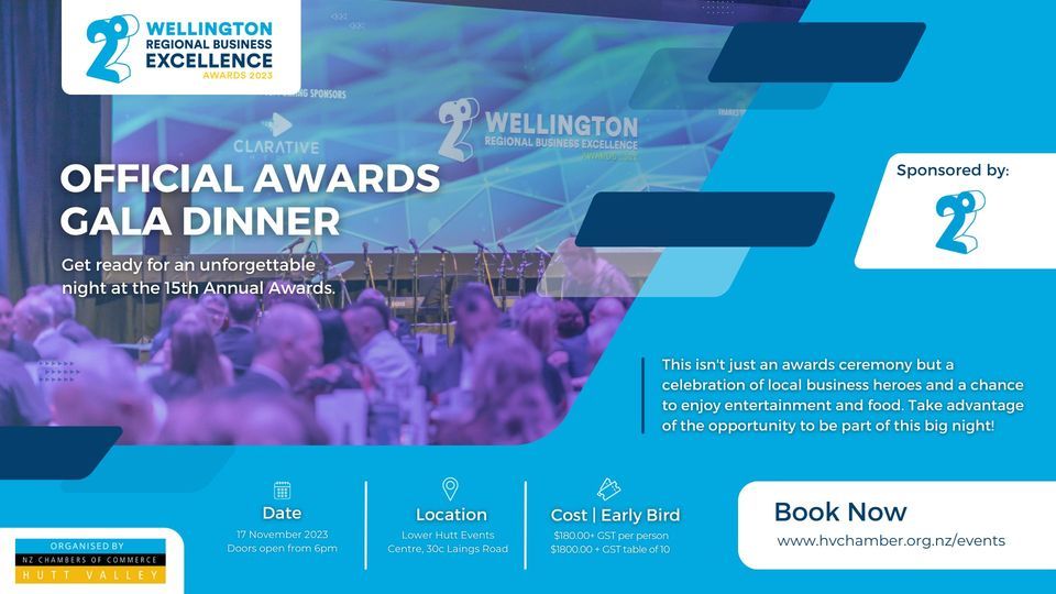 Official Gala Awards Dinner | 2degrees Wellington Regional Business ...