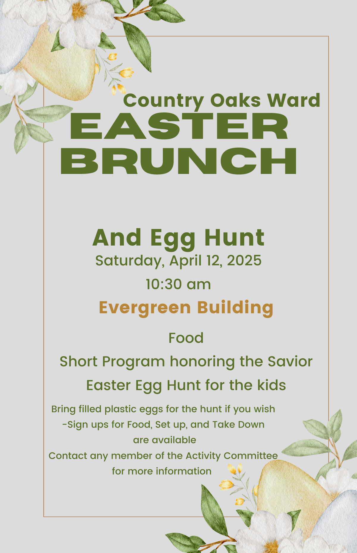 Neighborhood Easter Brunch, The Church of Jesus Christ of Latter-day ...