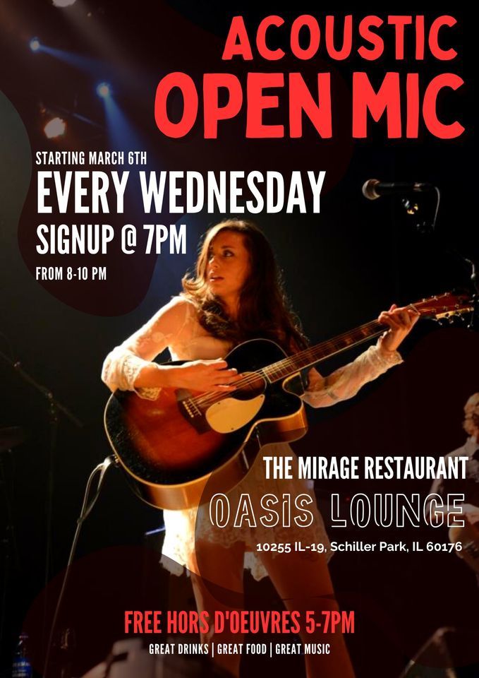 Acoustic Open Mic , 10255 IL-19, Schiller Park, IL 60176 , 60631, 20 ...