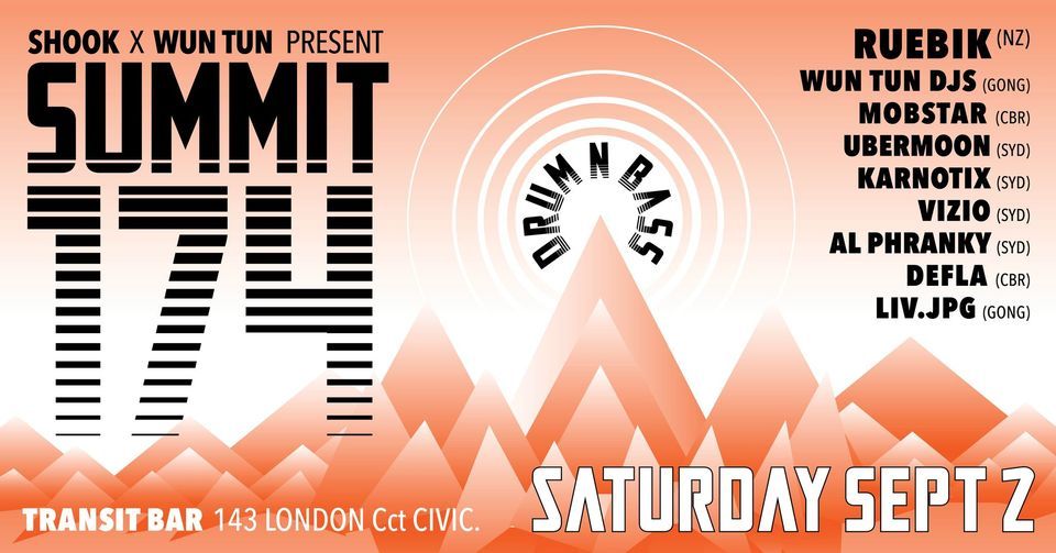 SUMMIT 174 Drum & Bass 003, Transit Bar, Canberra, 2 September to 3 ...